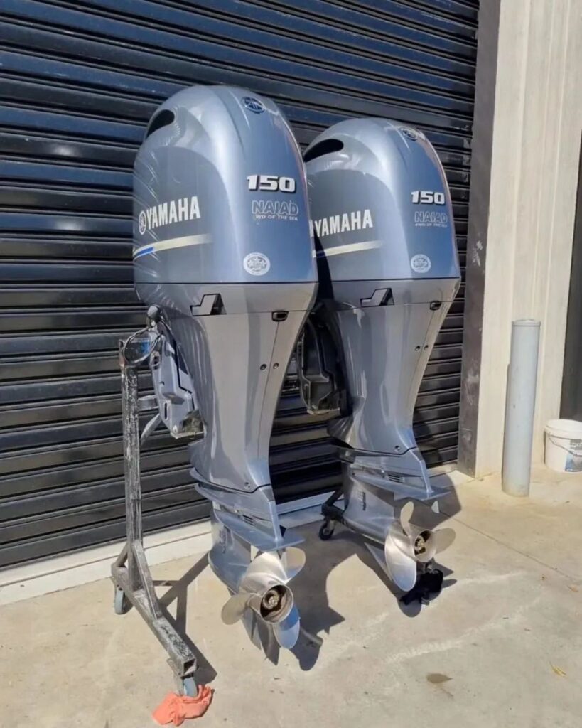 Twin Used Yamaha F150B & LF150B In-Line 4 150HP Outboard Motors ...